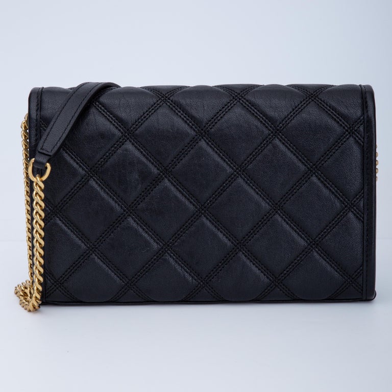 Saint Laurent Quilted Black Lambskin Chain Mini Becky Bag For Sale at ...