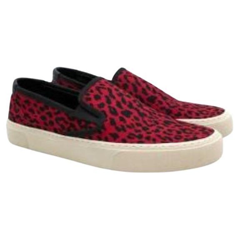 Saint Laurent Red Leopard Loafers For Sale at 1stDibs