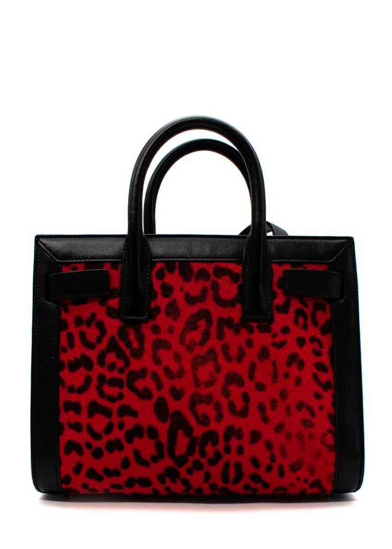 Saint Laurent Red Leopard Print Calf Nano Sac du Jour Bag For Sale at ...