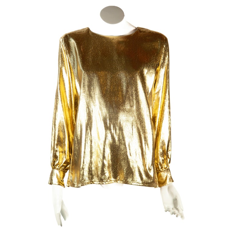 Saint Laurent Rive Gauche Gold Lamé Top at 1stDibs