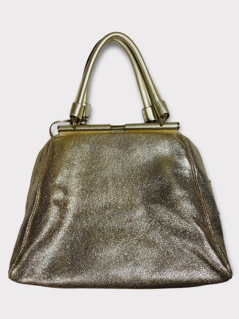 Saint Laurent Rive Gauche Metallic Gold Leather Medium Majorelle Tote ...