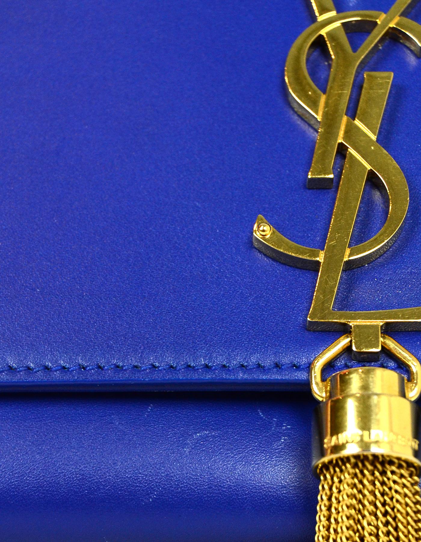 Saint Laurent Royal Blue Leather Medium Kate Monogram Tassel Leather ...