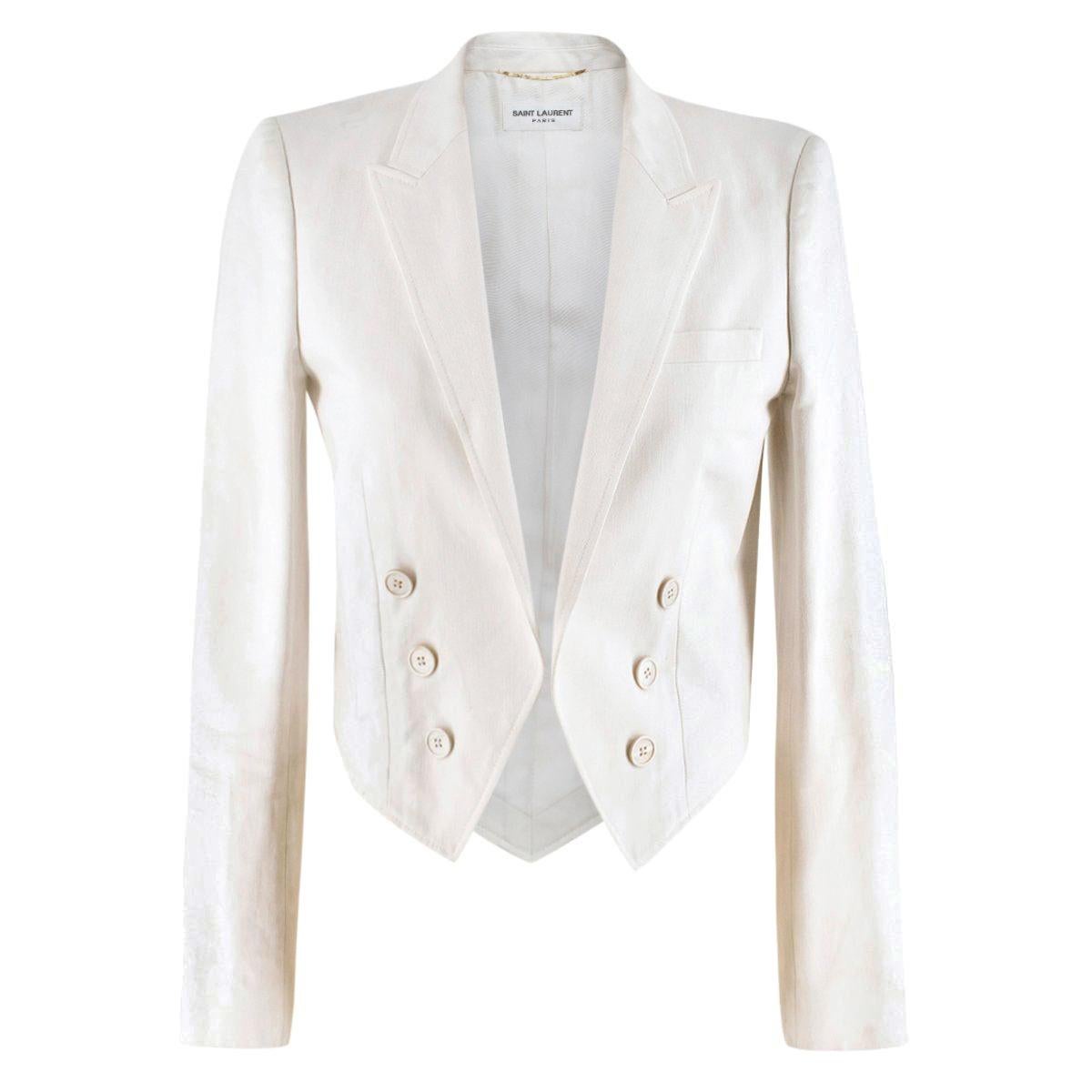 Saint Laurent Runway cropped white blazer US 4 at 1stDibs