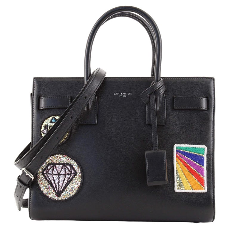 Saint Laurent Sac de Jour NM Bag Patch Embellished Leather Baby at 1stDibs