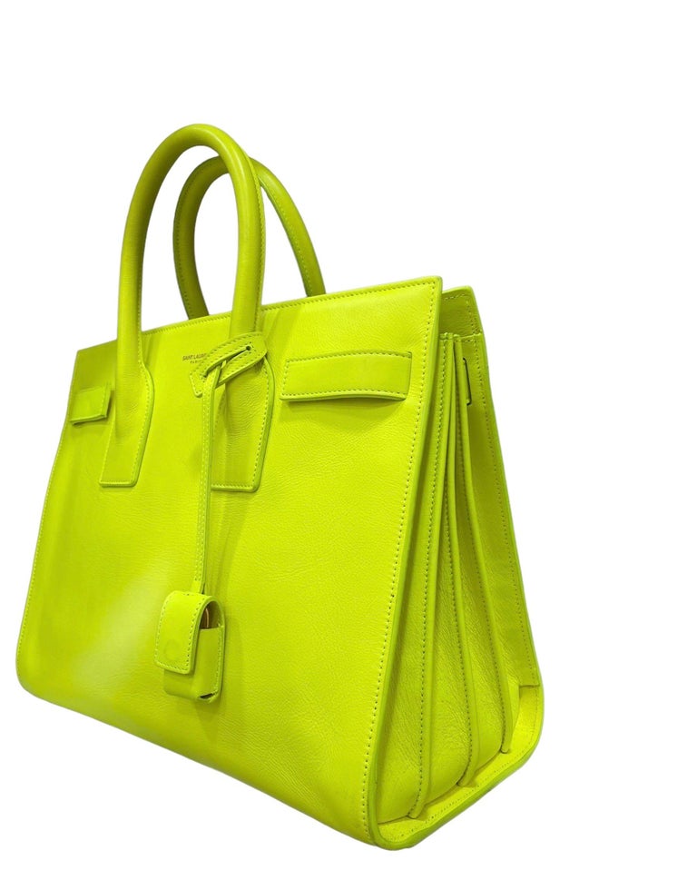 Saint Laurent Sac De Jour Yellow Fluo For Sale at 1stDibs