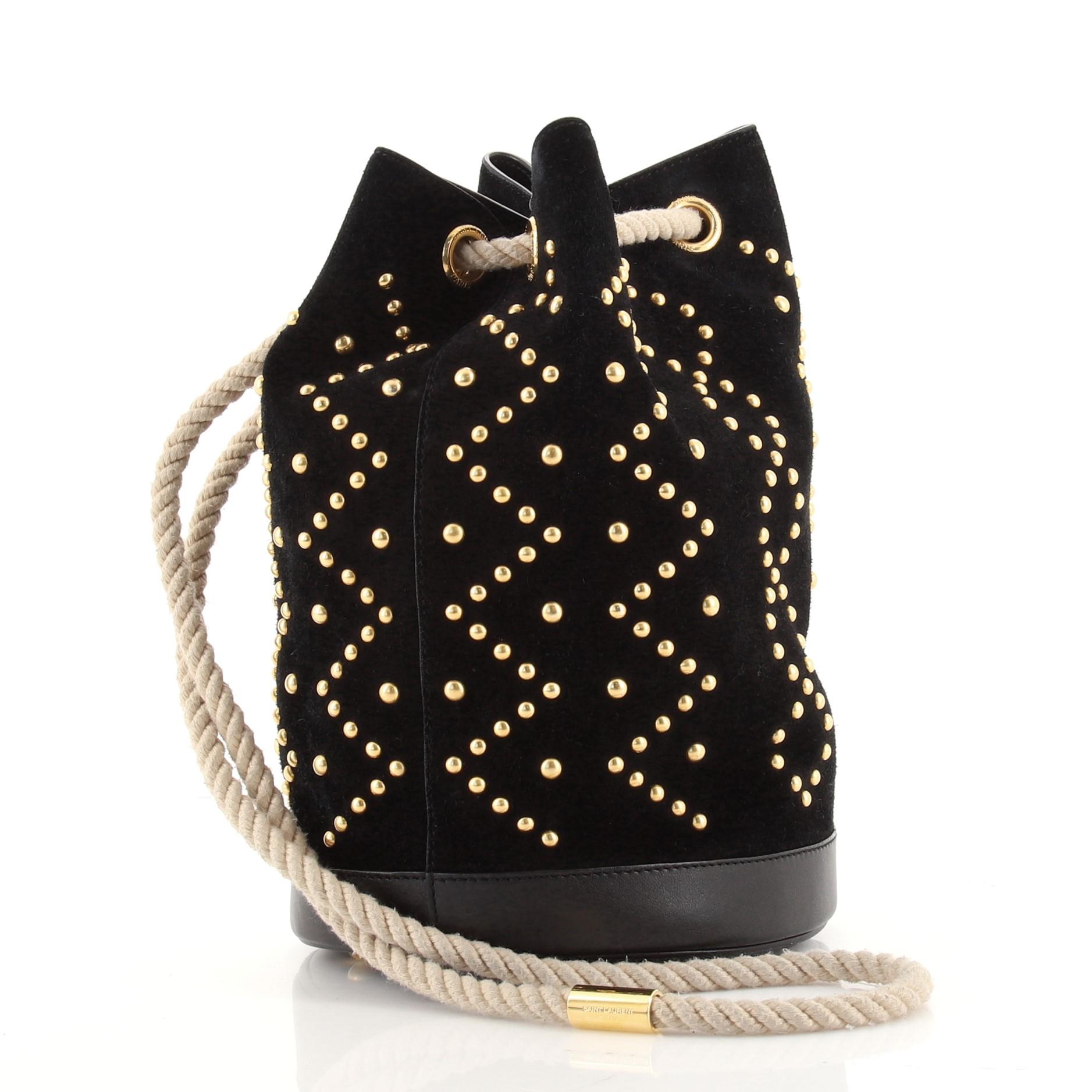 Saint Laurent Seau Bucket Bag Studded Suede Small at 1stDibs