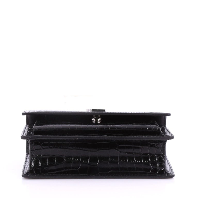 Saint Laurent Sunset Chain Wallet Crocodile Embossed Leather at 1stDibs ...