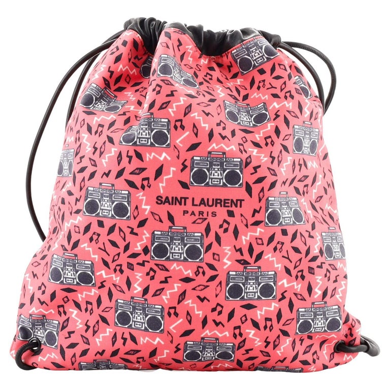 Saint Laurent Teddy Drawstring Backpack Printed Canvas Large For Sale ...