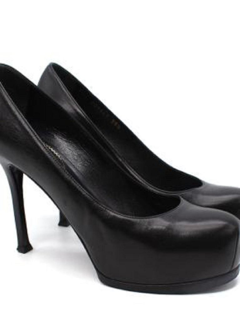 Saint Laurent Tribtoo Black Leather Platform Pumps For Sale at 1stDibs