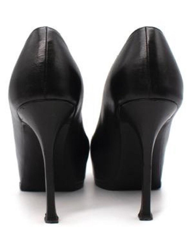 Saint Laurent Tribtoo Black Leather Platform Pumps For Sale at 1stDibs