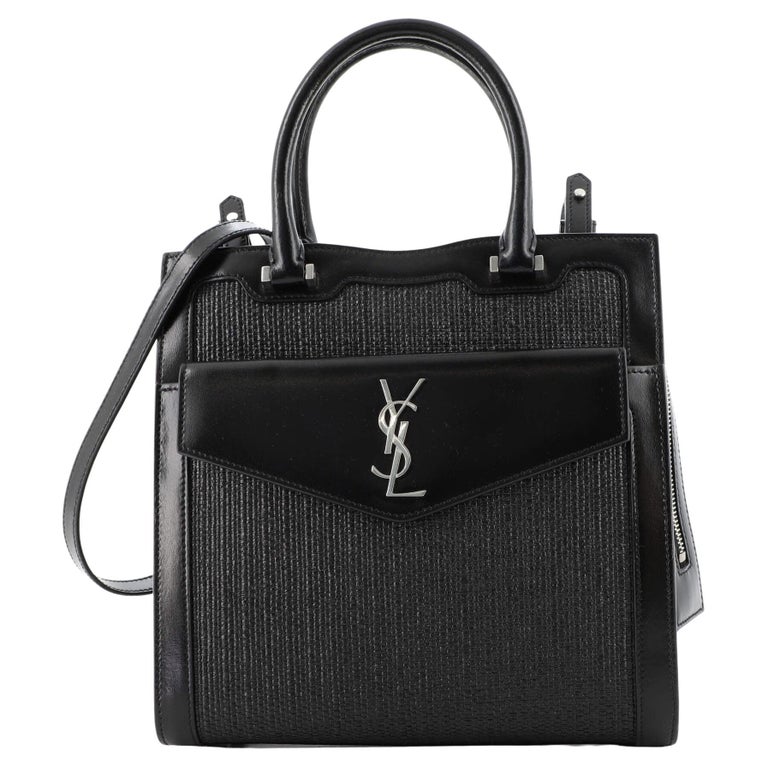 Saint Laurent Uptown Tote Raffia with Leather Small at 1stDibs