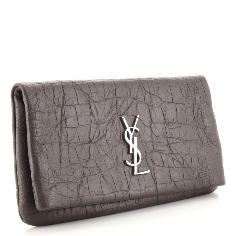 Saint Laurent West Hollywood Fold Over Clutch Crocodile Embossed ...