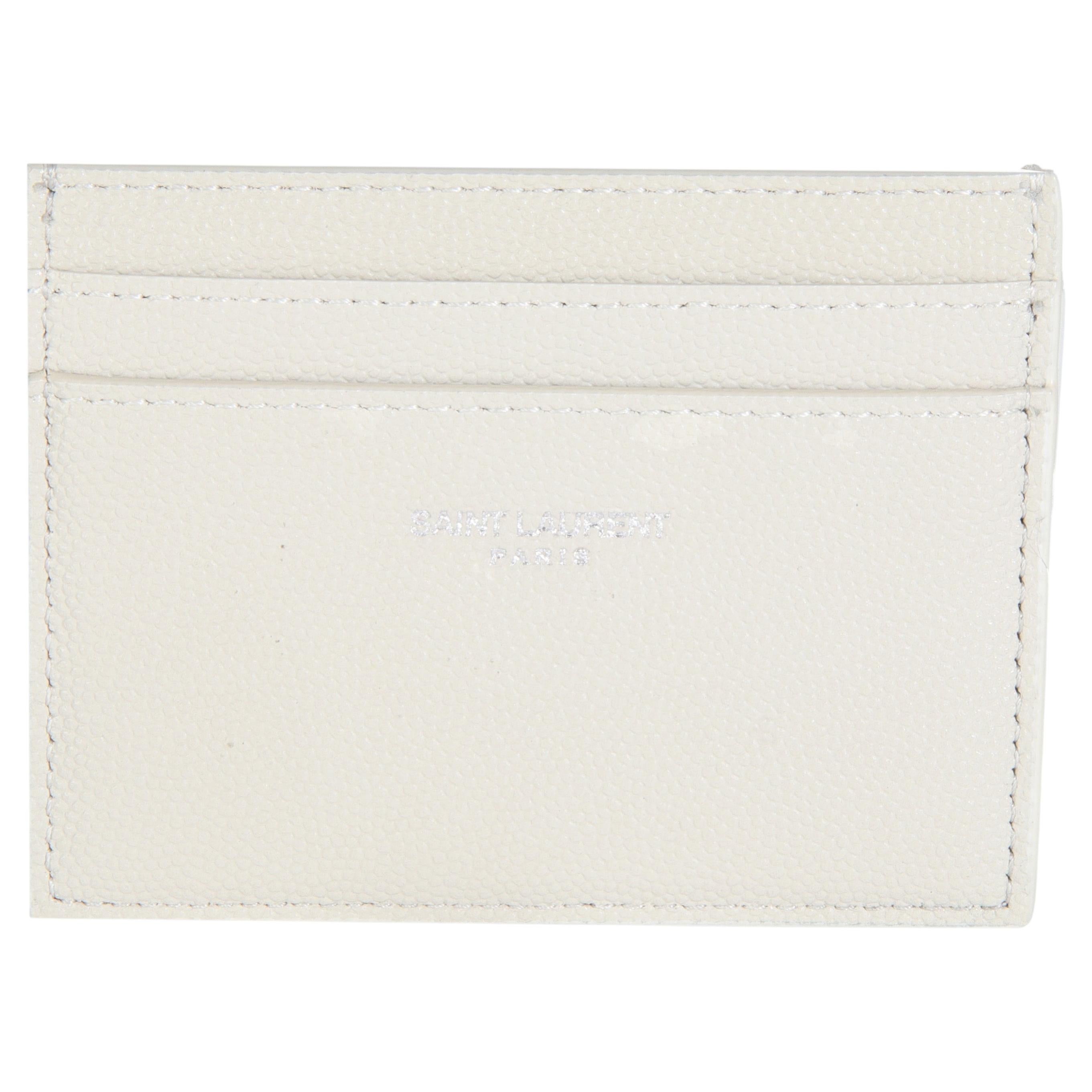 Saint Laurent Light Pink Grain De Poudre Credit Card Case For Sale at ...