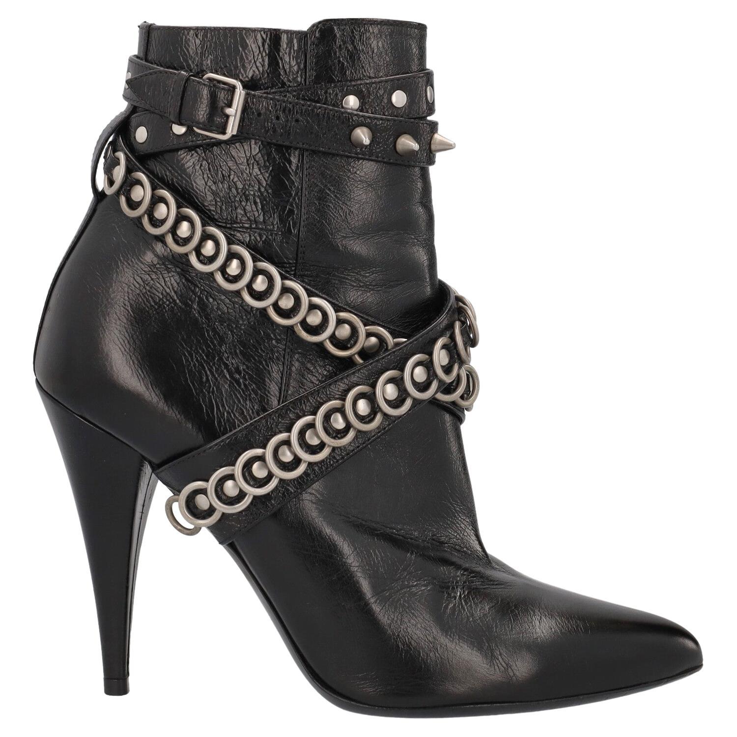 Saint Laurent Women Ankle boots Black Leather EU 38 For Sale at 1stDibs