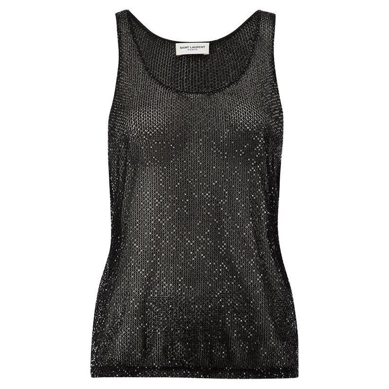 Saint Laurent Women's Black Chainmail Sleeveless Vest Top For Sale at ...