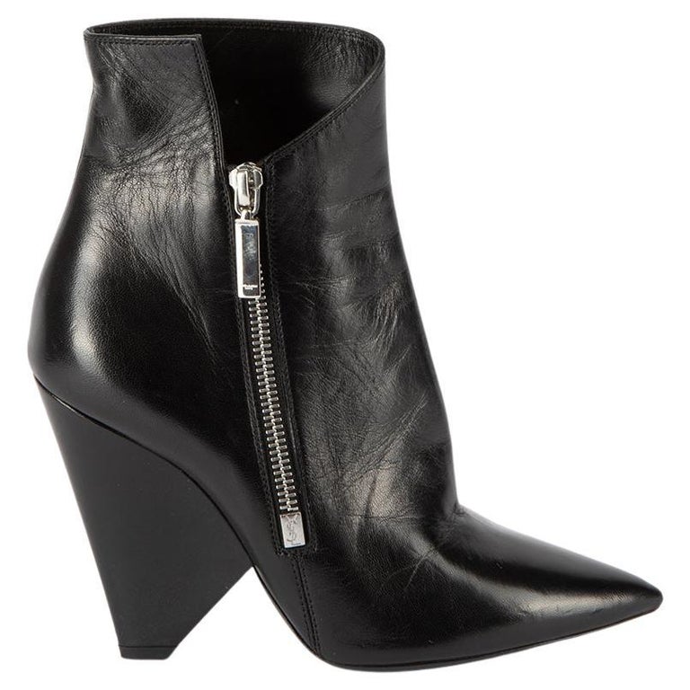 Saint Laurent Women's Black Niki Pointed Toe Wedge Ankle Boots For Sale ...