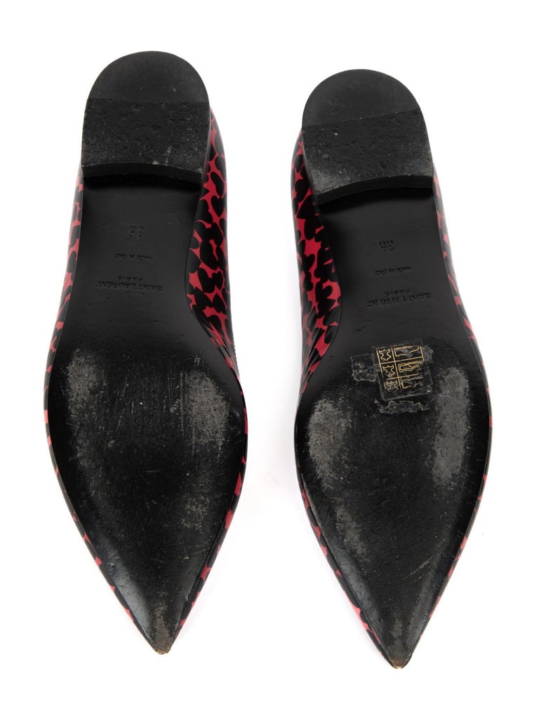 Saint Laurent Women's Heart Patterned Pointed Toe Flats For Sale at 1stDibs