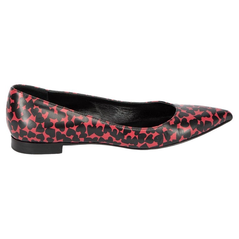 Saint Laurent Women's Heart Patterned Pointed Toe Flats For Sale at 1stDibs