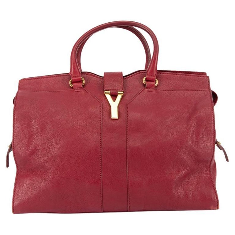 Saint Laurent Women's Yves Saint Laurent Maroon Chyc Cabas Medium Tote ...