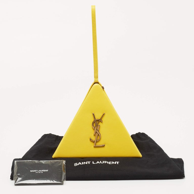 Saint Laurent Yellow Leather Pyramid Clutch Bag For Sale at 1stDibs