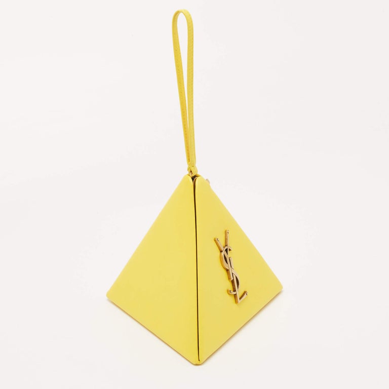 Saint Laurent Yellow Leather Pyramid Clutch Bag For Sale at 1stDibs