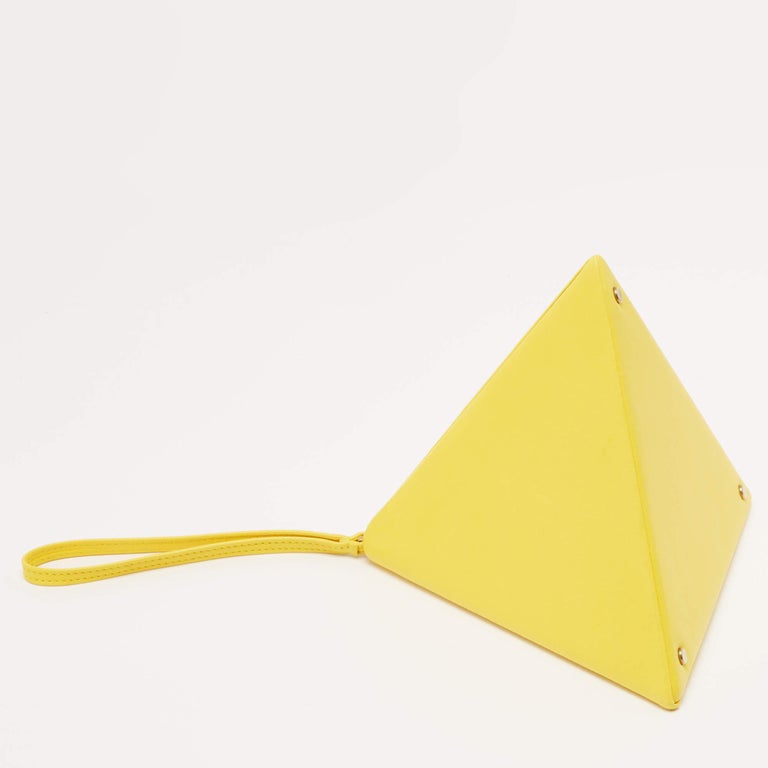 Saint Laurent Yellow Leather Pyramid Clutch Bag For Sale at 1stDibs