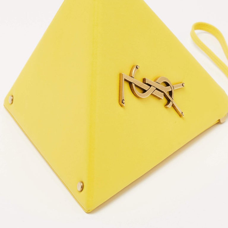 Saint Laurent Yellow Leather Pyramid Clutch Bag For Sale at 1stDibs