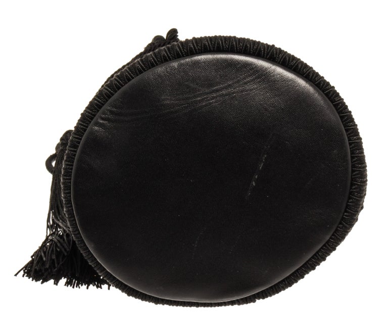 Saint Laurent YSL Black Canvas Fringe Bucket Bag For Sale at 1stDibs