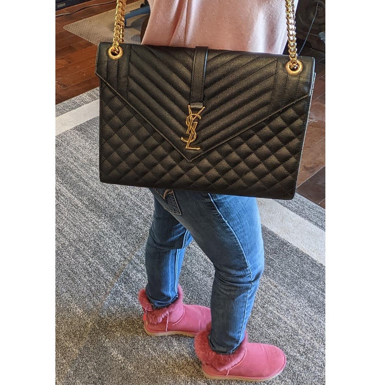 Saint Laurent YSL Monogram Matelassé Triquilt Envelope Large Bag at 1stDibs