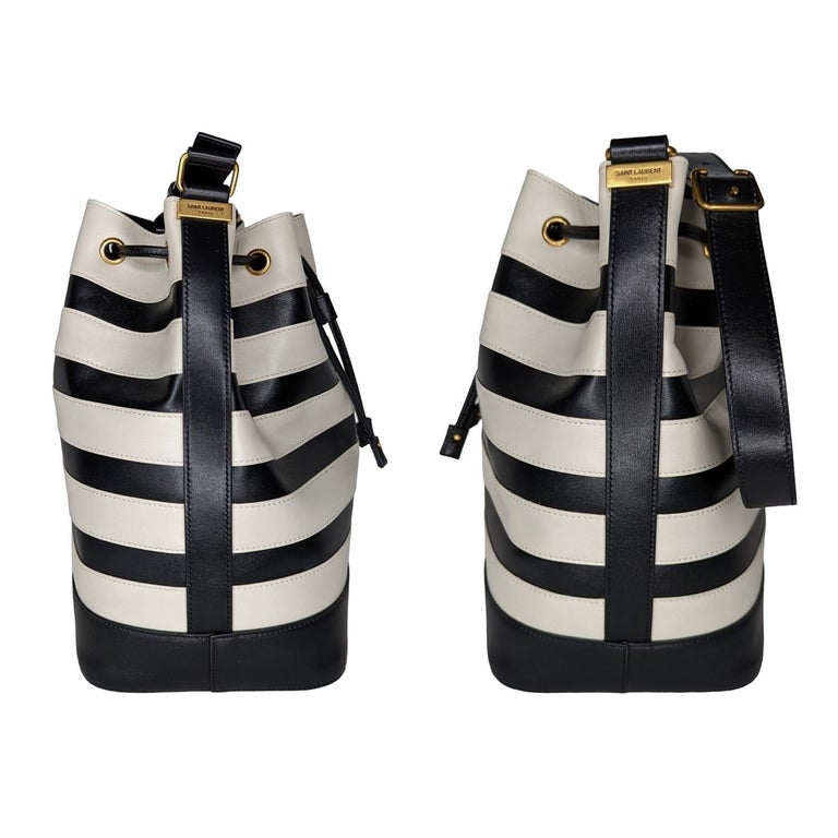 Saint Laurent YSL Seau Stripe Leather Bucket Bag For Sale at 1stDibs