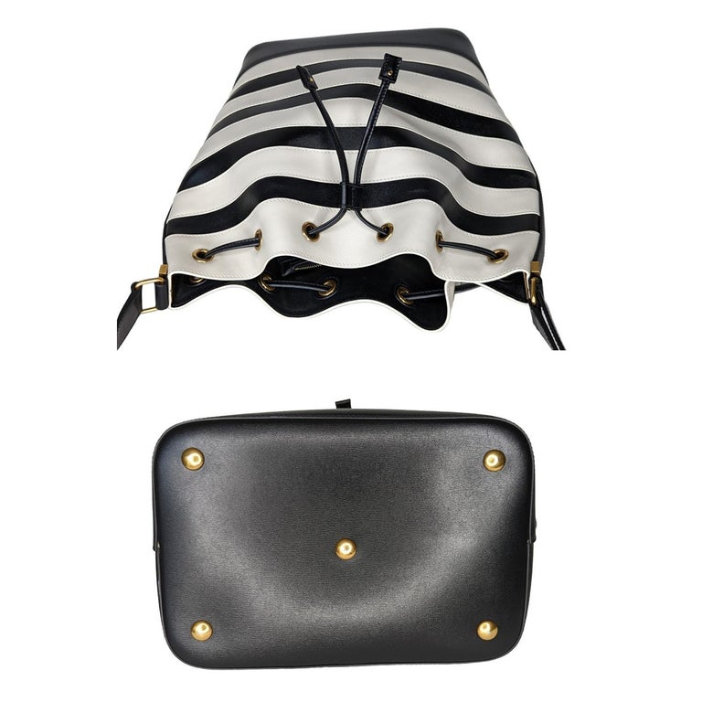 Saint Laurent YSL Seau Stripe Leather Bucket Bag For Sale at 1stDibs