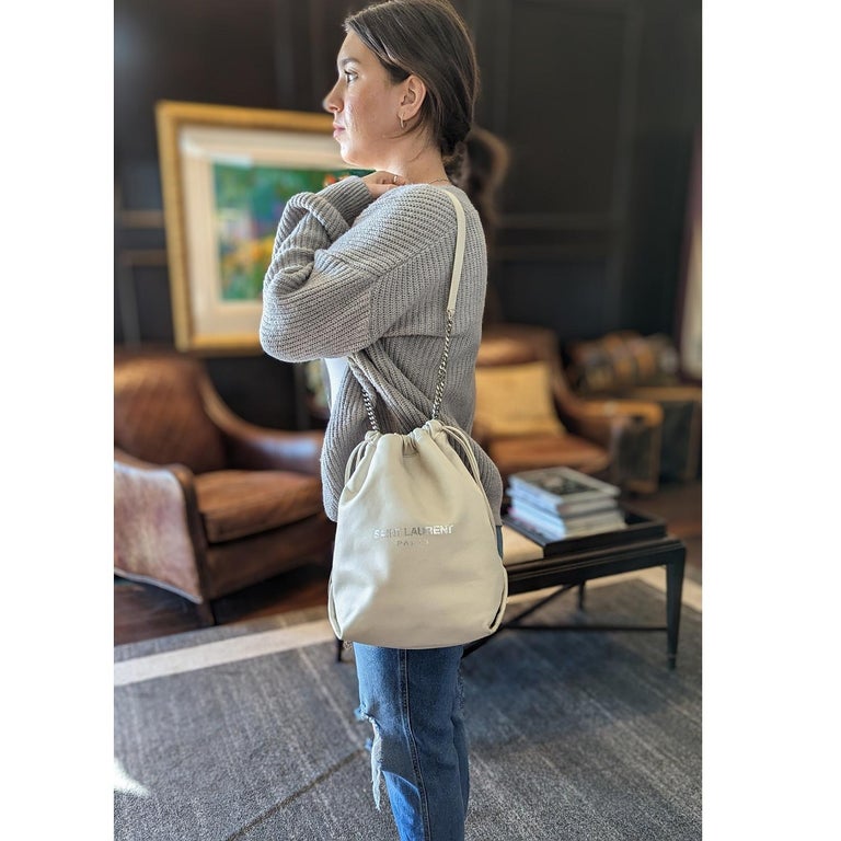 Saint Laurent YSL Teddy Drawstring Bucket Bag For Sale at 1stDibs