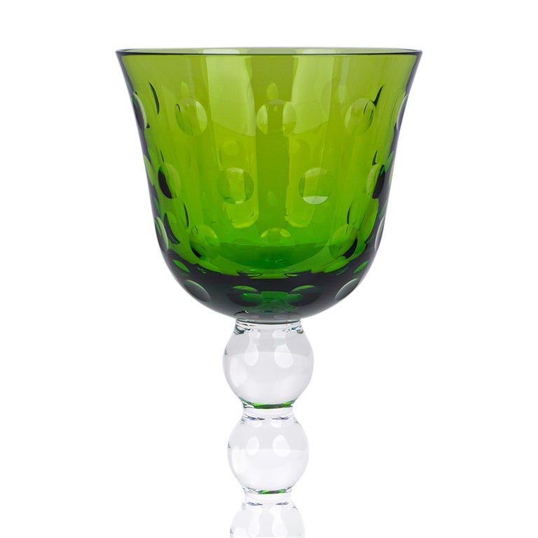 Saint-Louis Bubbles Hock Wine Glasses Green Set of 6 New w/ Box For ...