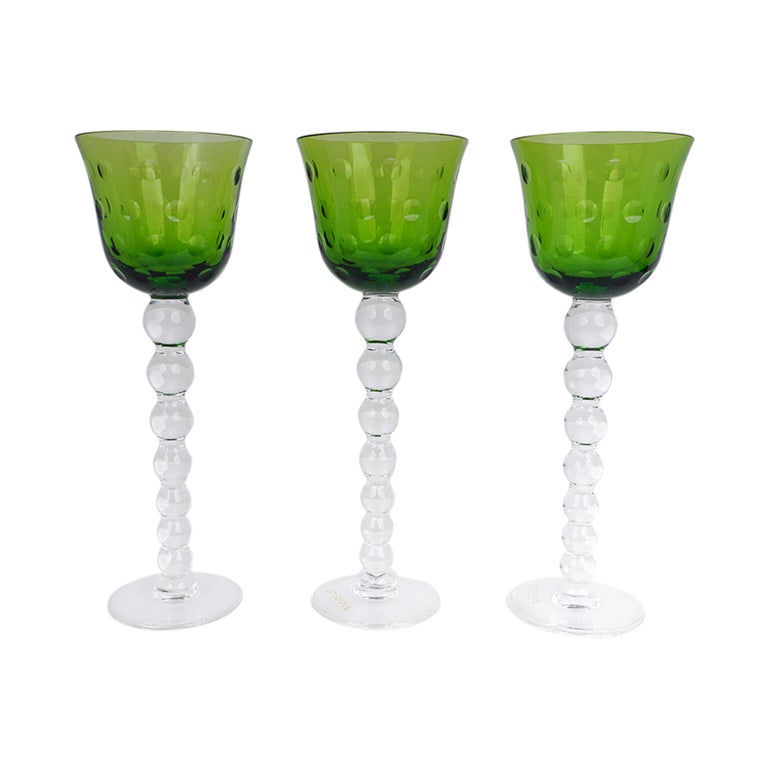 Saint-Louis Bubbles Hock Wine Glasses Green Set of 6 New w/ Box For ...