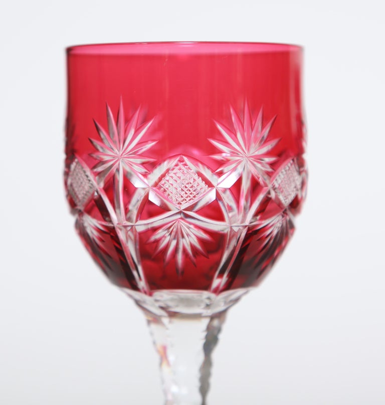 Saint Louis Cranberry Wine Glasses at 1stDibs