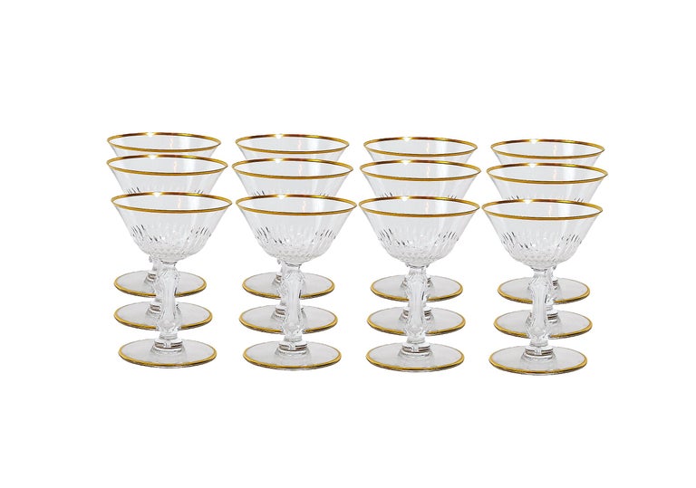 Saint Louis Crystal Gilt Gold Tableware Glassware Service / 12 People ...