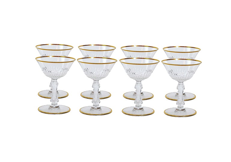 Saint Louis Crystal Gilt Gold Tableware Glassware Service / 12 People ...