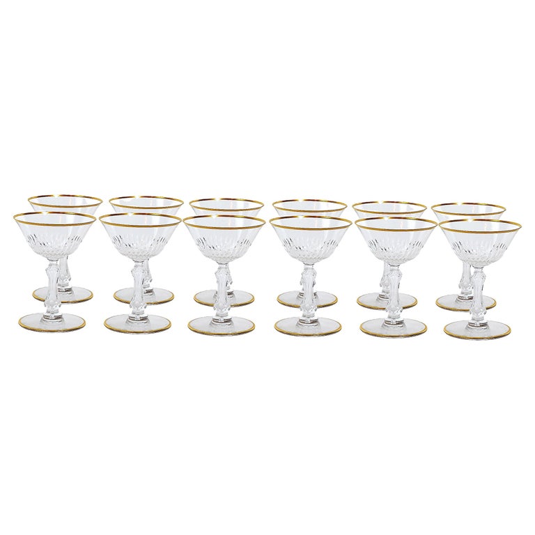 Saint Louis Crystal Gilt Gold Tableware Glassware Service / 12 People ...
