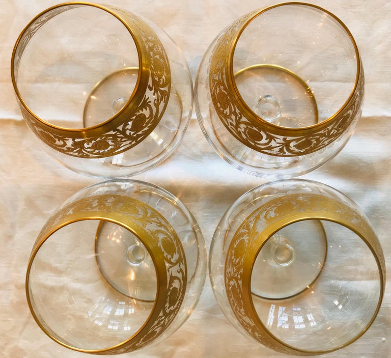 Saint Louis Crystal Gold Thistle Brandy Snifters, Set of 4 For Sale at ...