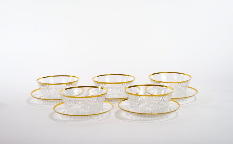 Saint Louis Crystal Gold Trim Tableware Service / 8 People For Sale at ...