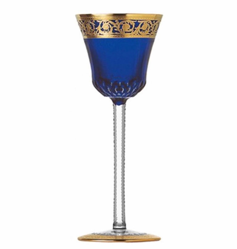 Saint Louis Gold Thistle Cobalt, Red, Amethyst, Sky Blue Hocks, Set of ...