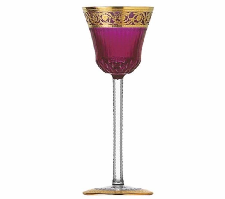 Saint Louis Gold Thistle Cobalt, Red, Amethyst, Sky Blue Hocks, Set of ...