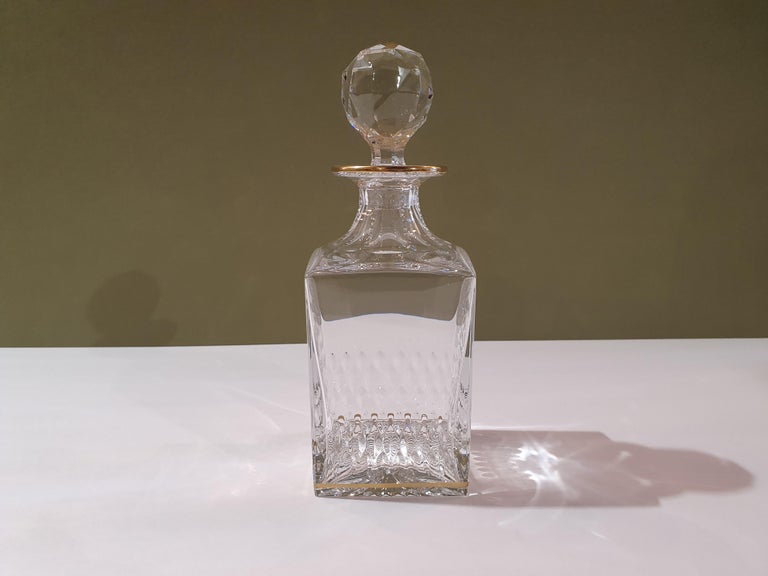Saint Louis Hand Cut Crystal "Apollo" Gold Rim Square Decanter, France ...