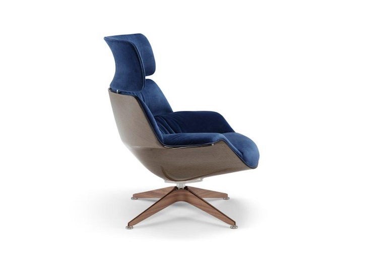 Saint Luc 'Coach' Lounge Chair in Navy with Headrest by J.M. Massaud ...