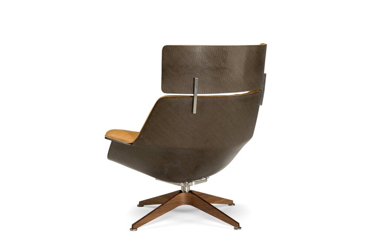 Saint Luc 'Coach' Lounge Chair with Headrest in Ochre by J.M. Massaud ...