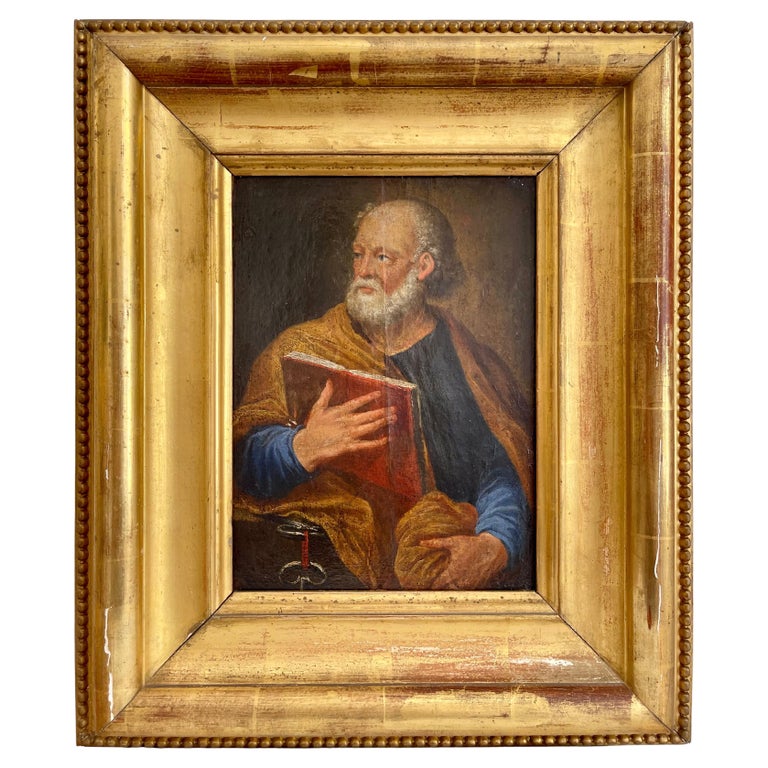 Saint Peter, Oil on Wood Panel, 19th Century For Sale at 1stDibs