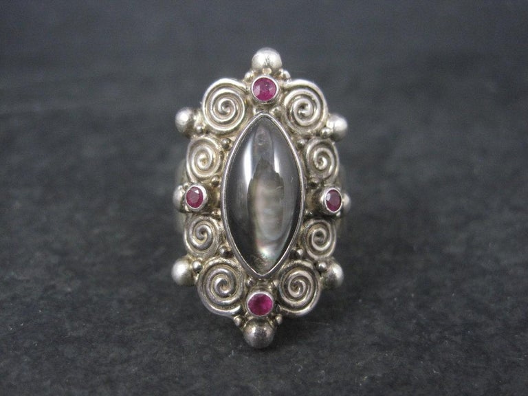 Sajen Black Mother of Pearl Ruby Ring For Sale at 1stDibs