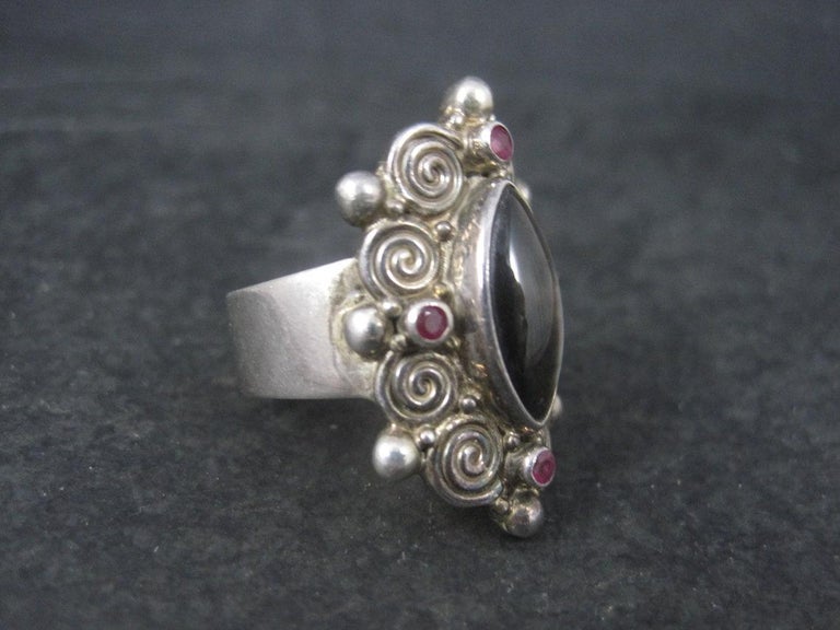 Sajen Black Mother of Pearl Ruby Ring For Sale at 1stDibs