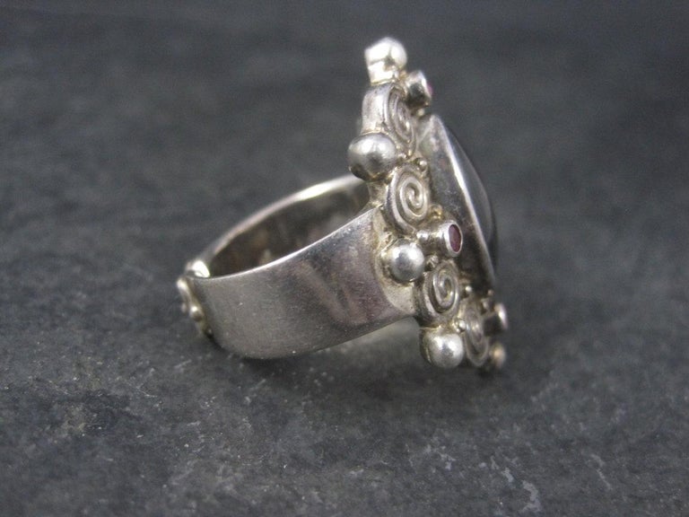 Sajen Black Mother of Pearl Ruby Ring For Sale at 1stDibs
