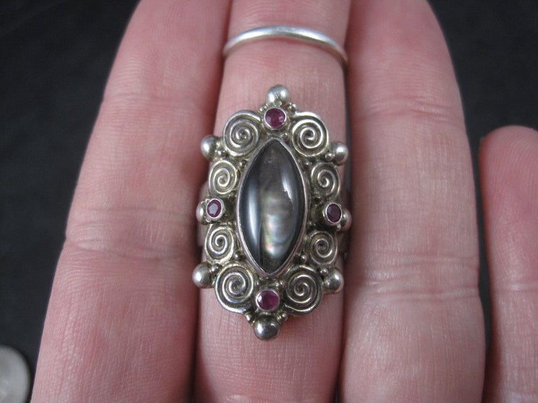 Sajen Black Mother of Pearl Ruby Ring For Sale at 1stDibs